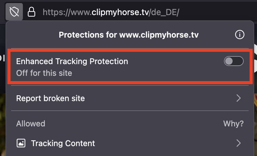 Mozilla Firefox: Disabling Enhanced Tracking Protection – ClipMyHorse ...